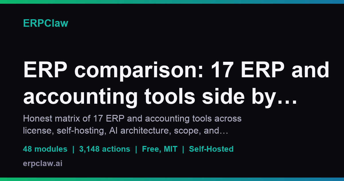 ERP comparison: 17 ERP and accounting tools side by side | ERPClaw